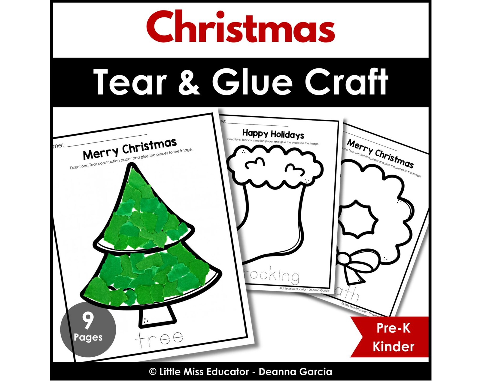 Christmas Tear and Glue Crafts | Preschool, Pre-k, & Kinder - Etsy