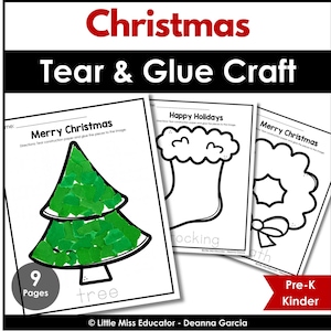 Christmas Tear and Glue Crafts | Preschool, Pre-k, & Kinder - Etsy