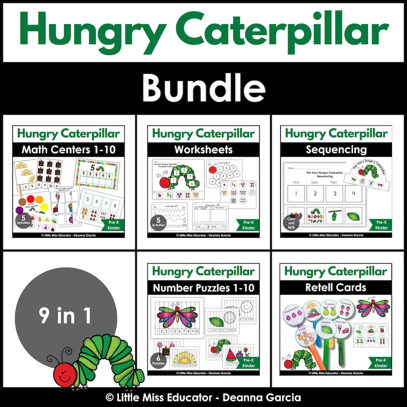 Hungry Caterpillar Bundle | Counting, Sequencing, Patterns + Centers - Etsy