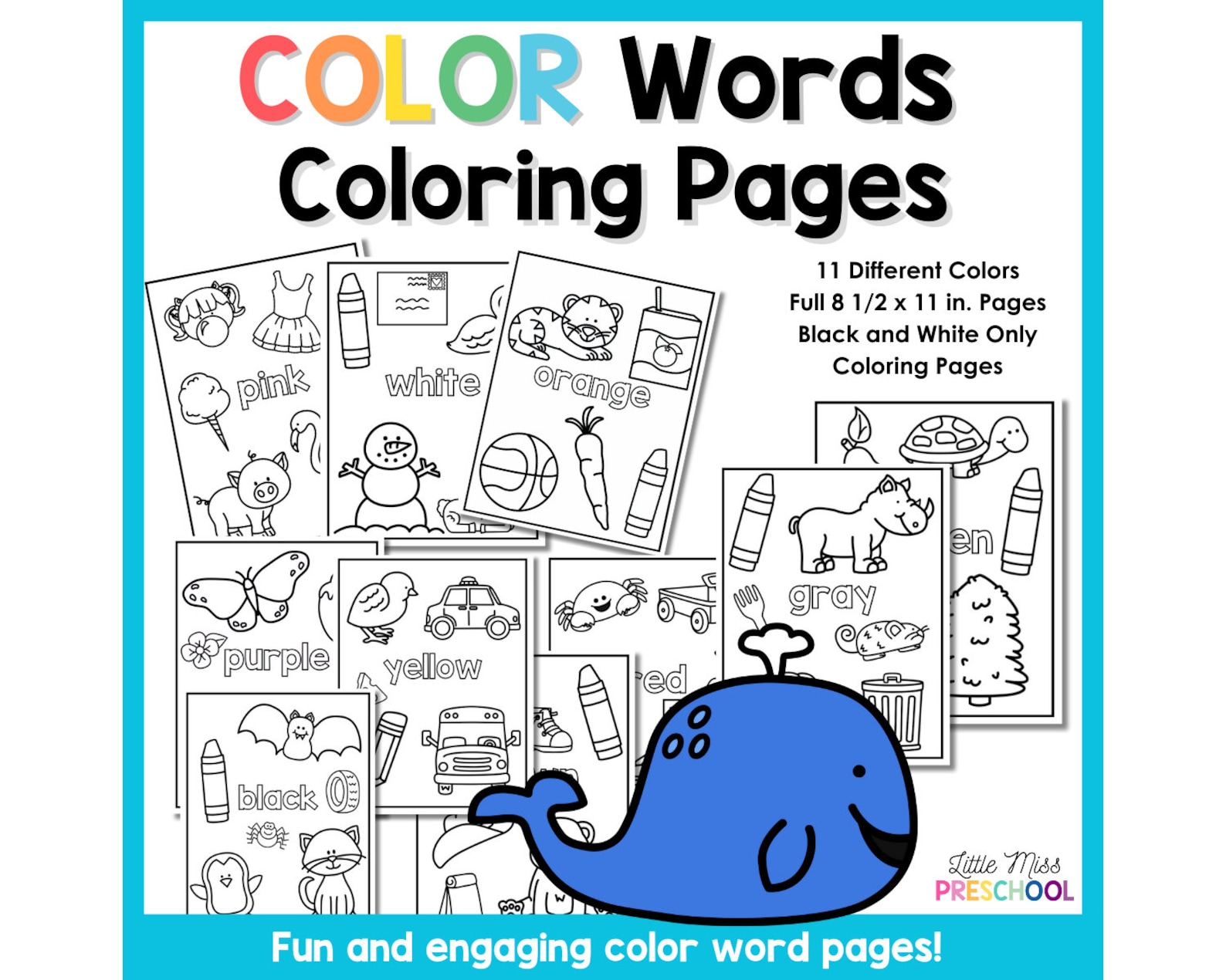 Coloring Pages Color Words - 11 Colors - Etsy