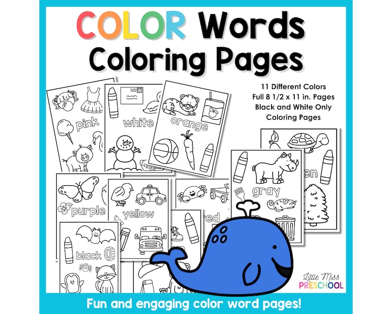 Coloring Pages Color Words - 11 Colors - Etsy