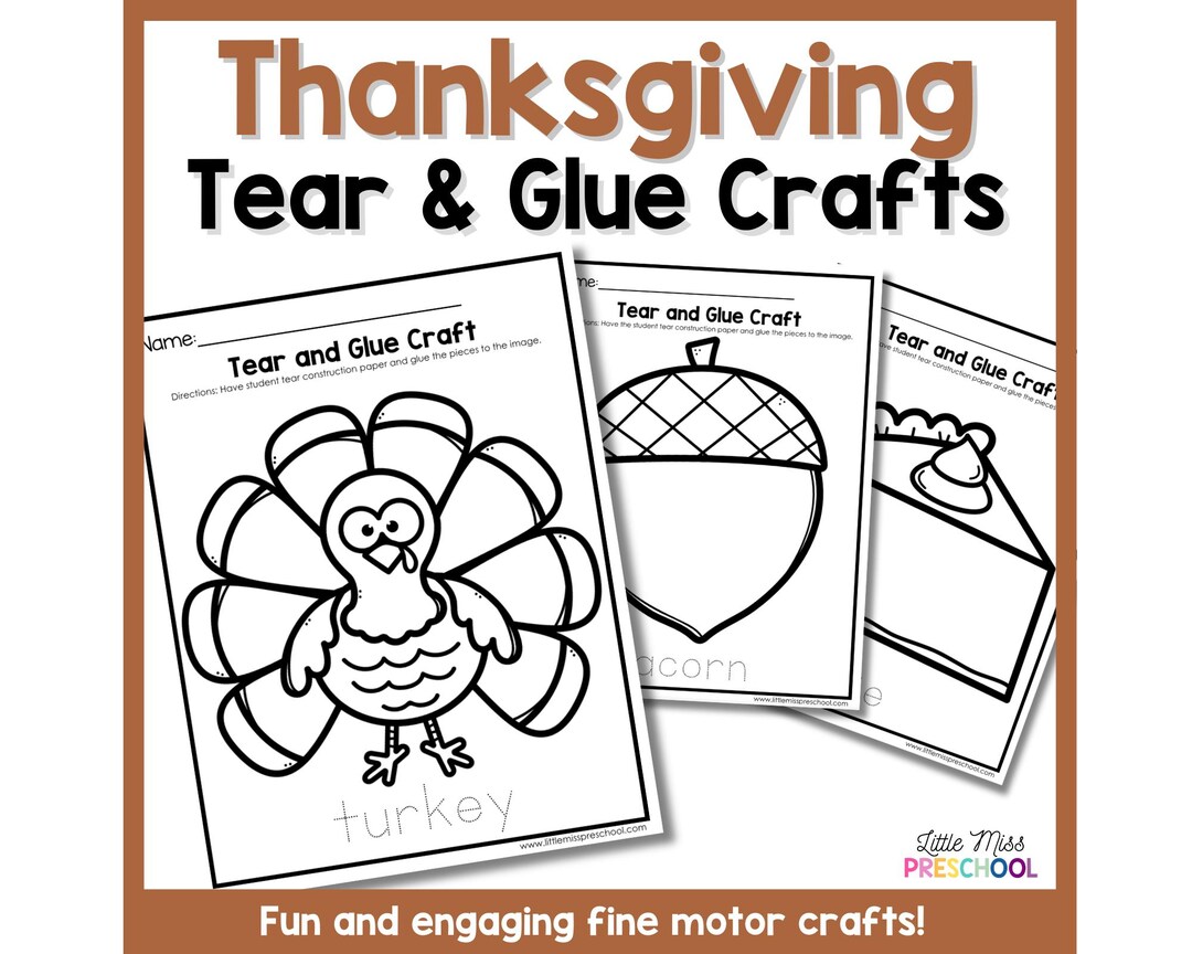 Thanksgiving Fall Tear & Glue Crafts (preschool, Pre-k, Kinder) - Etsy