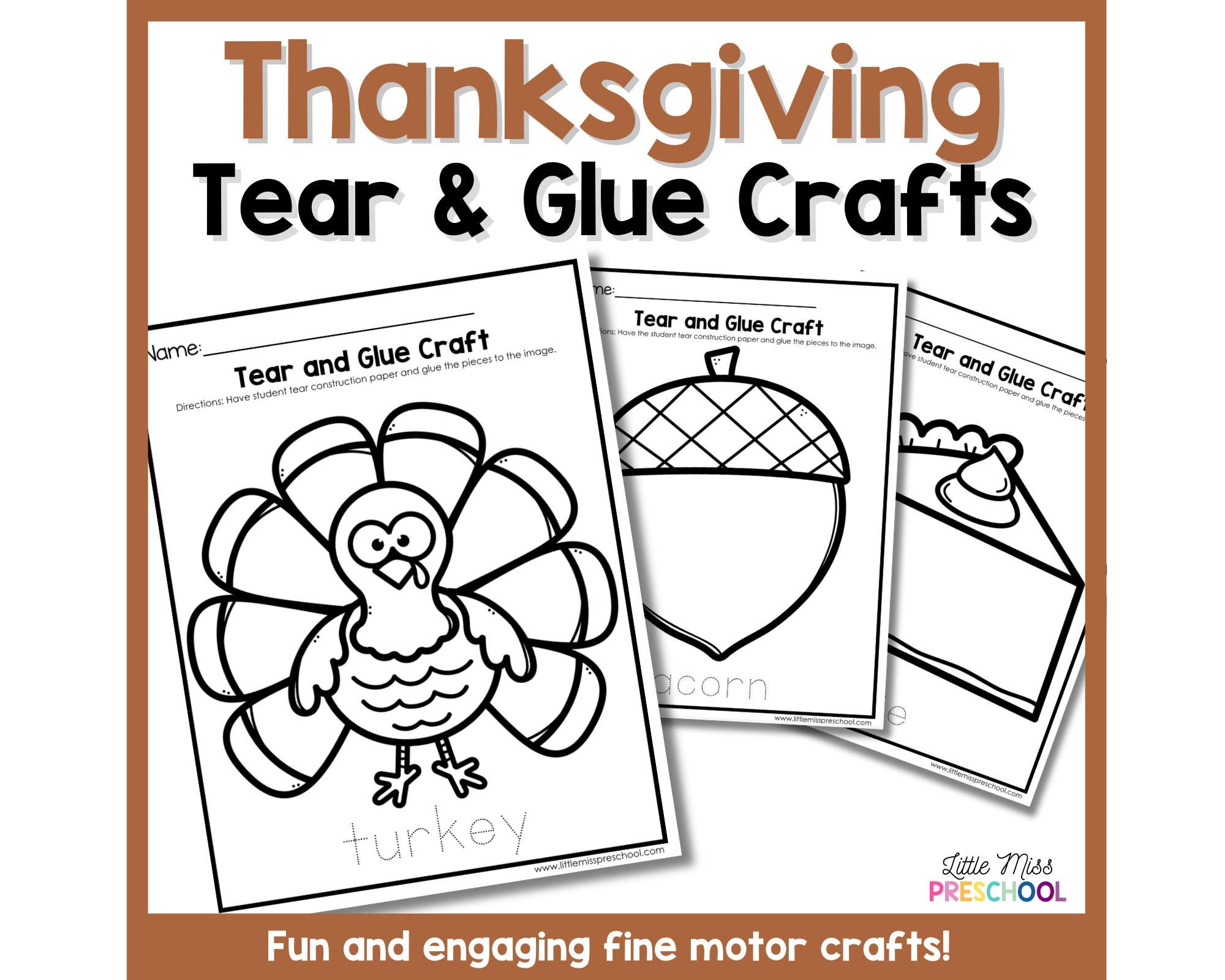 Thanksgiving Fall Tear & Glue Crafts (preschool, Pre-k, Kinder) - Etsy