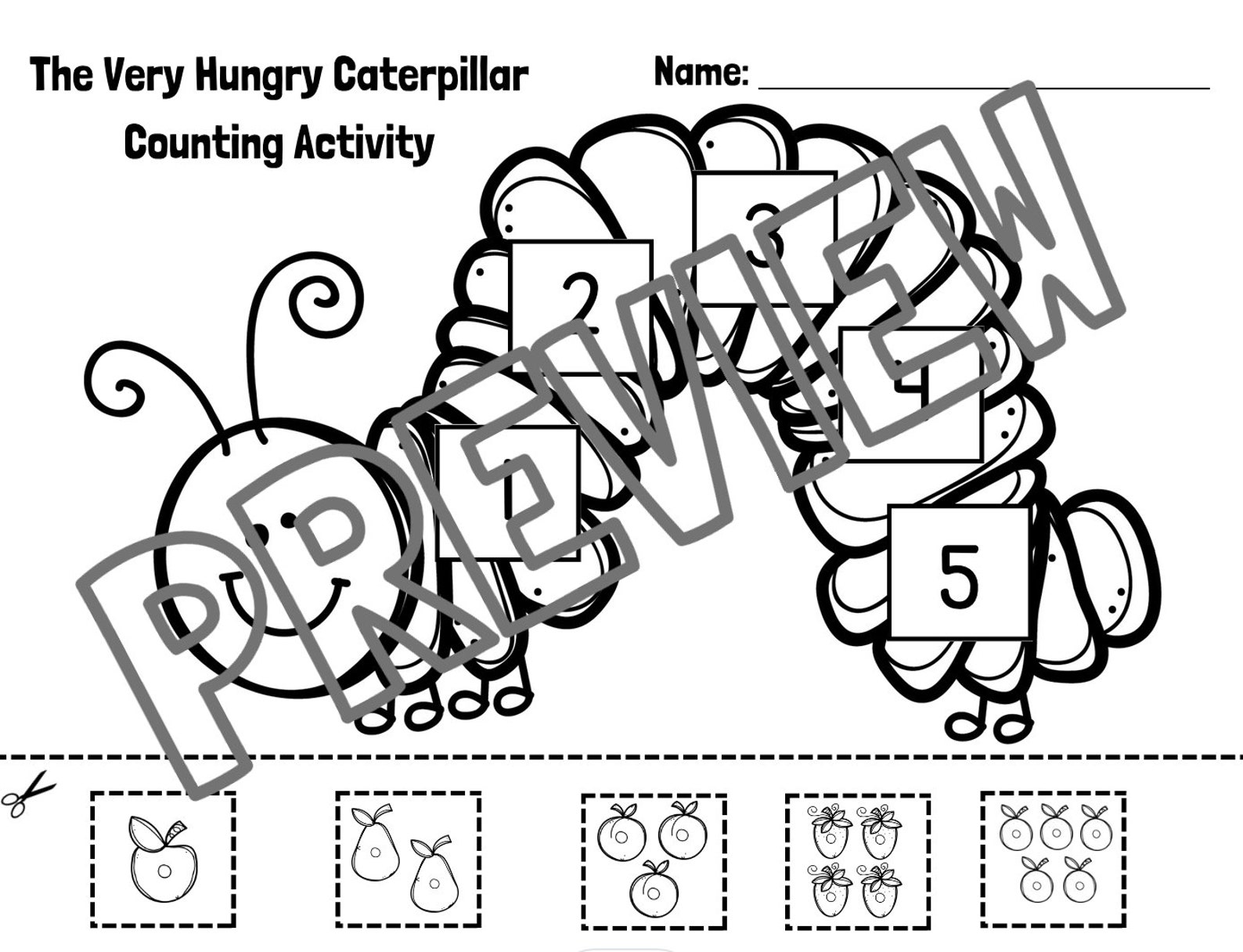 The Very Hungry Caterpillar Counting Activity - Etsy