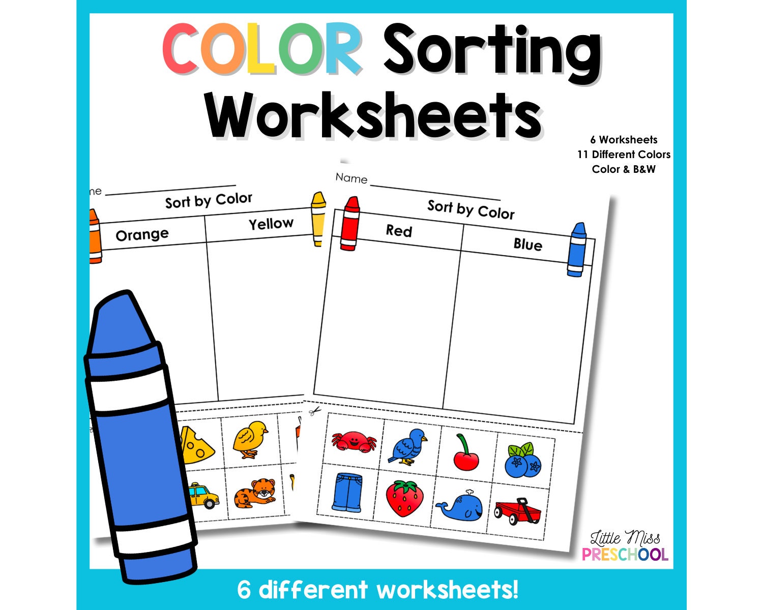 Color Sorting Worksheets (preschool, Kindergarten) - Etsy