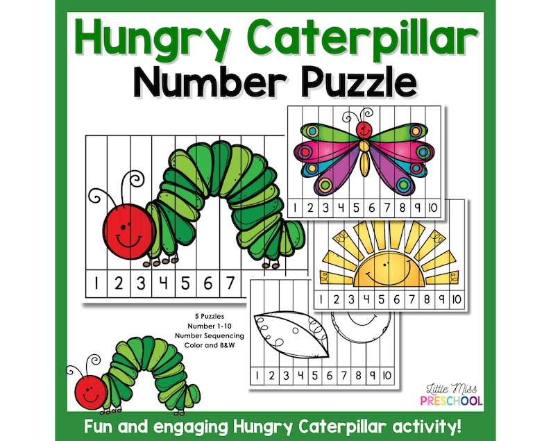 The Very Hungry Caterpillar Number Puzzles - Etsy