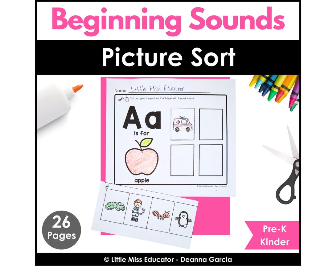 Alphabet Beginning Sounds Picture Sort | Phonics Practice for Prek, TK ...