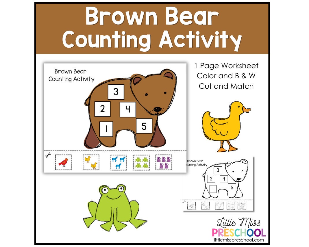 Counting Activity Brown Bear preschool, Pre-k, Kinder - Etsy