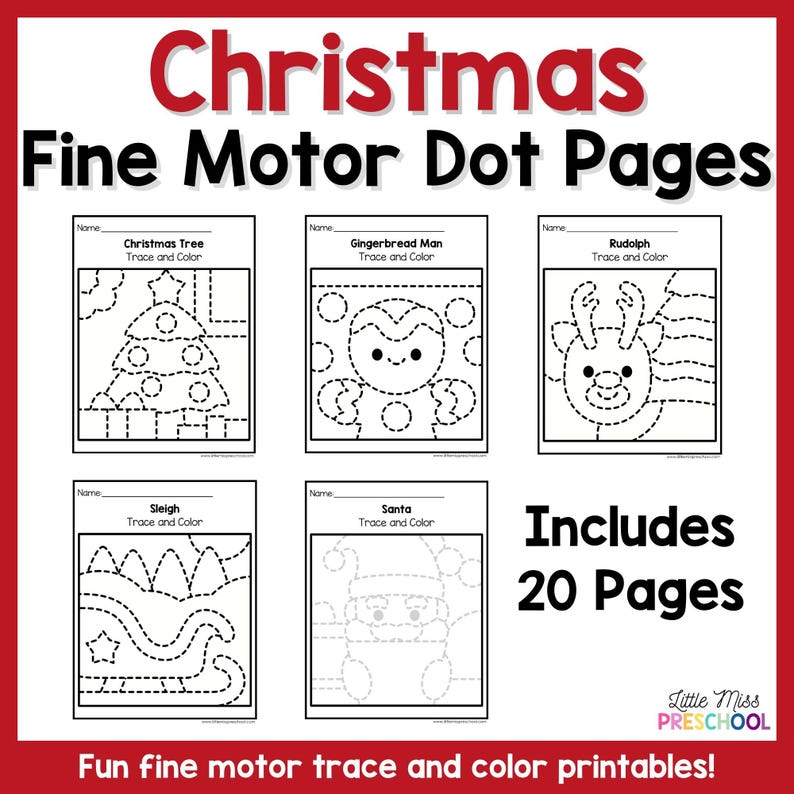 Christmas Trace and Color Printable Pages (20 Pages) - Etsy