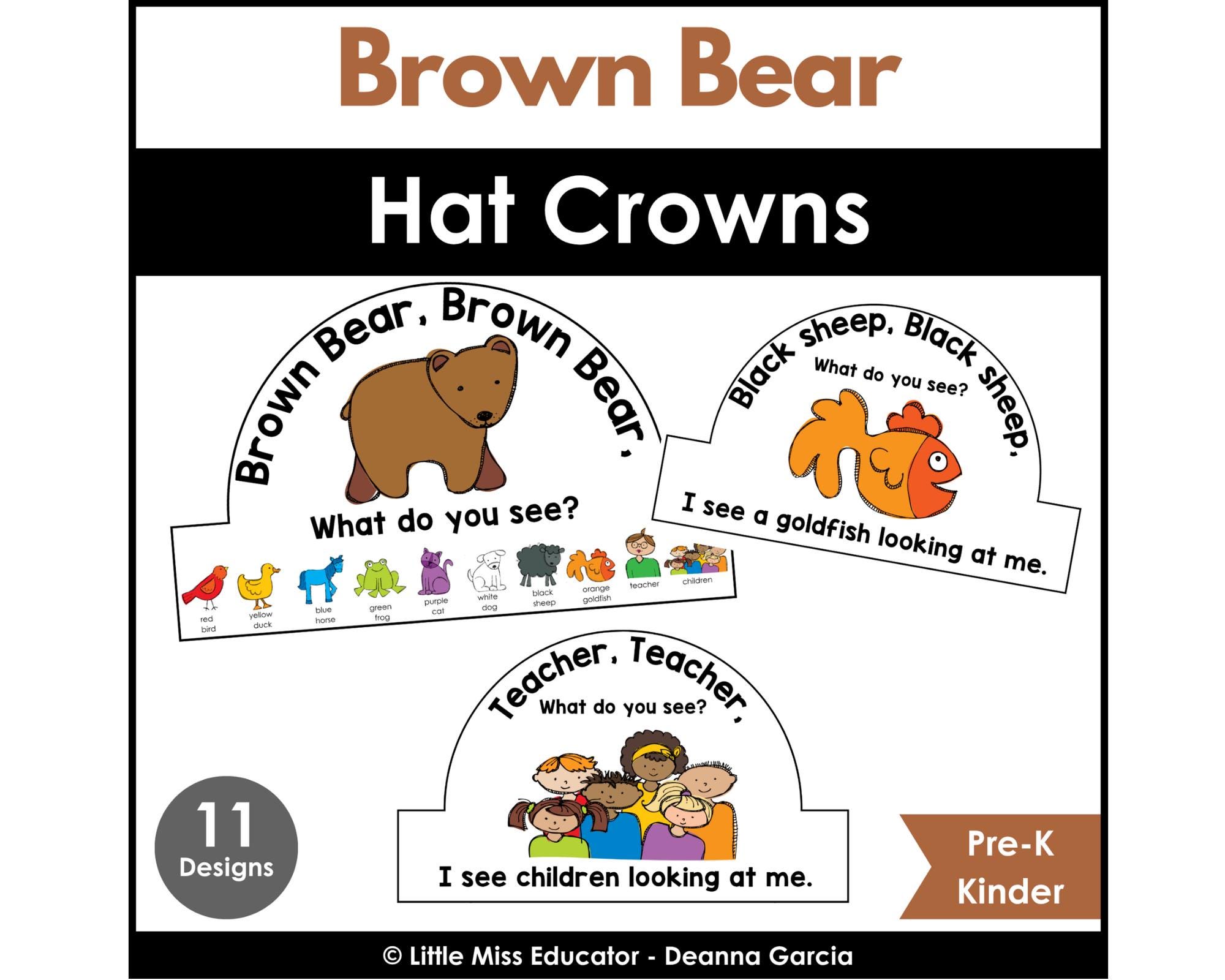 Brown Bear Brown Bear Coloring Pages Activities Hat Crowns Craft Prek ...