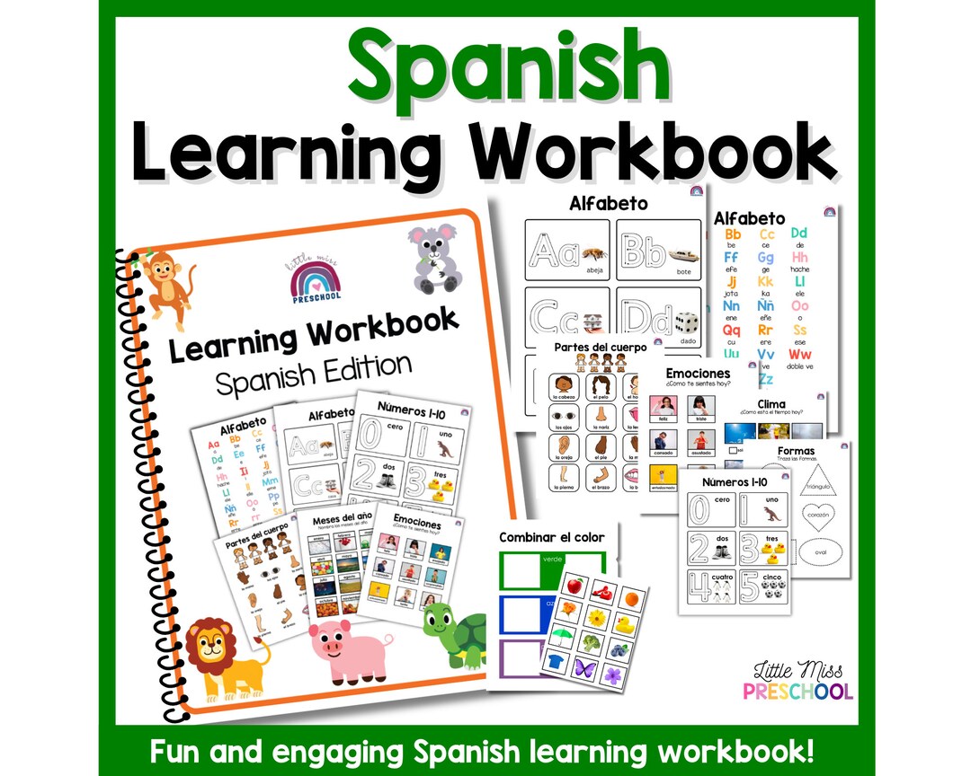Spanish Learning Workbook, Binder, or Folder - (digital Download Only ...