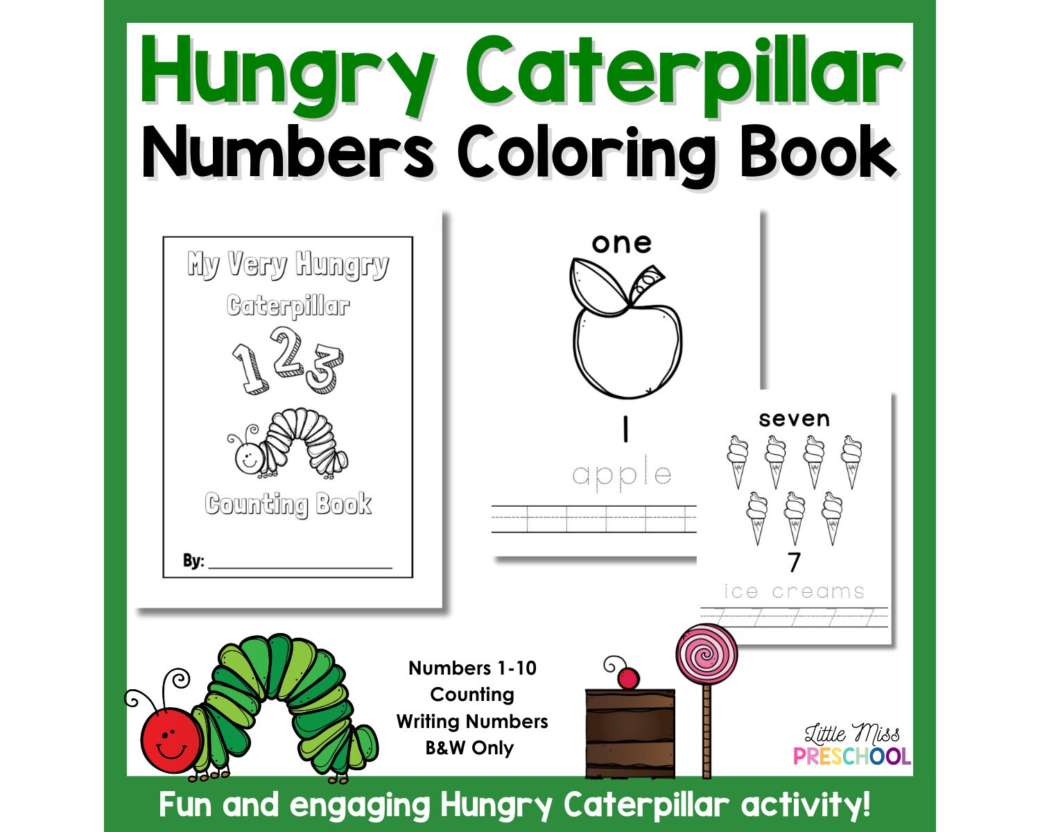 The Very Hungry Caterpillar Numbers Coloring Book - Etsy