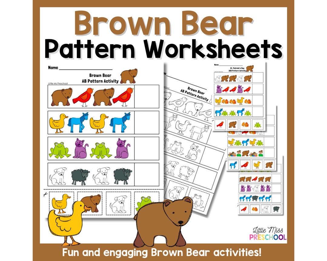 Brown Bear Pattern Worksheets (4 Different Patterns) - Etsy