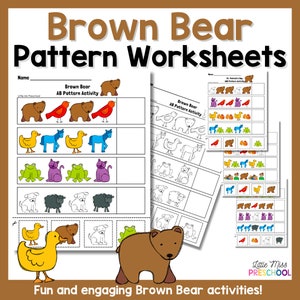 Brown Bear Pattern Worksheets (4 Different Patterns) - Etsy