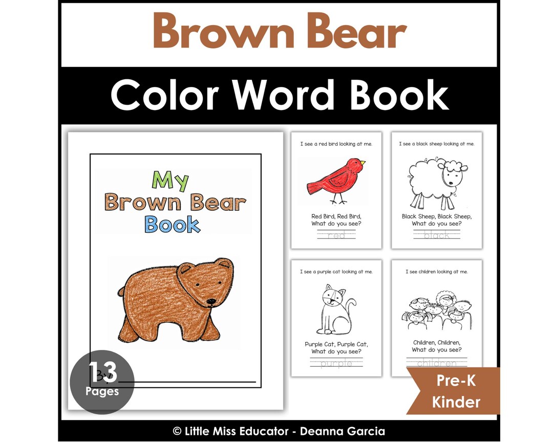 Brown Bear Color Words Coloring Book | 9 Color Words | Preschool ...
