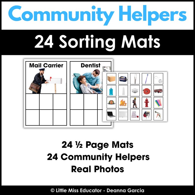 24 Community Helpers Sorting Mats | Real Photos | Preschool, Pre-k ...