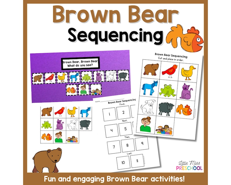 Sequencing Activities Worksheet - Brown Bear (preschool, Pre-k, Kinder ...