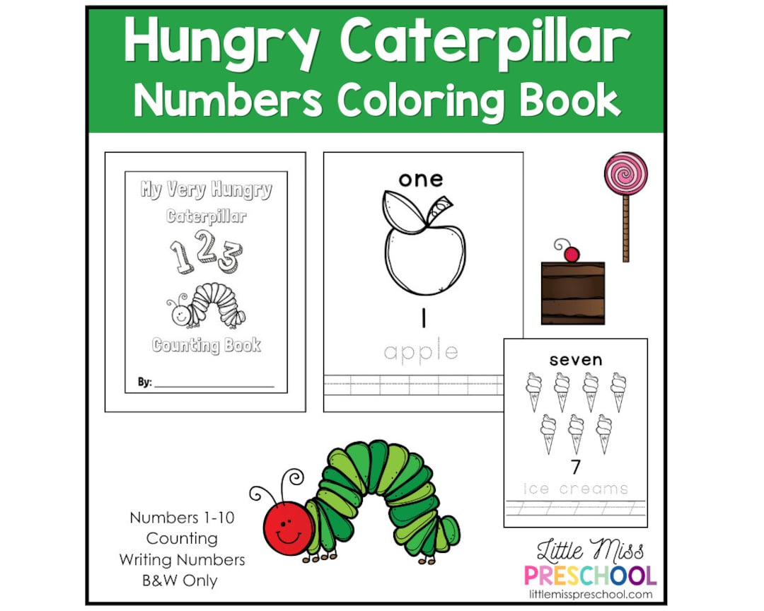 The Very Hungry Caterpillar Numbers Coloring Book - Etsy