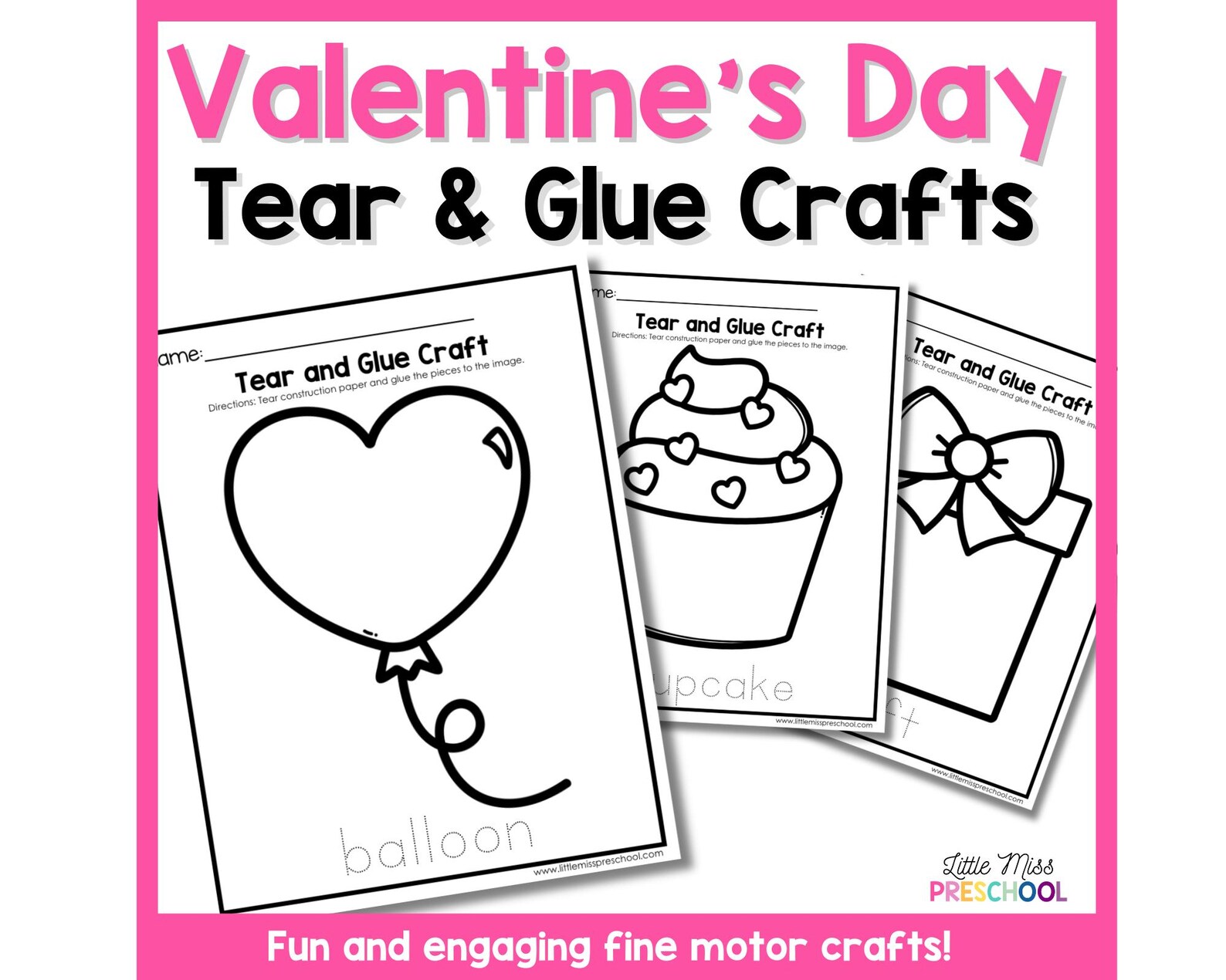 Valentine's Day Tear and Glue Crafts (preschool, Pre-k, & Kinder) - Etsy