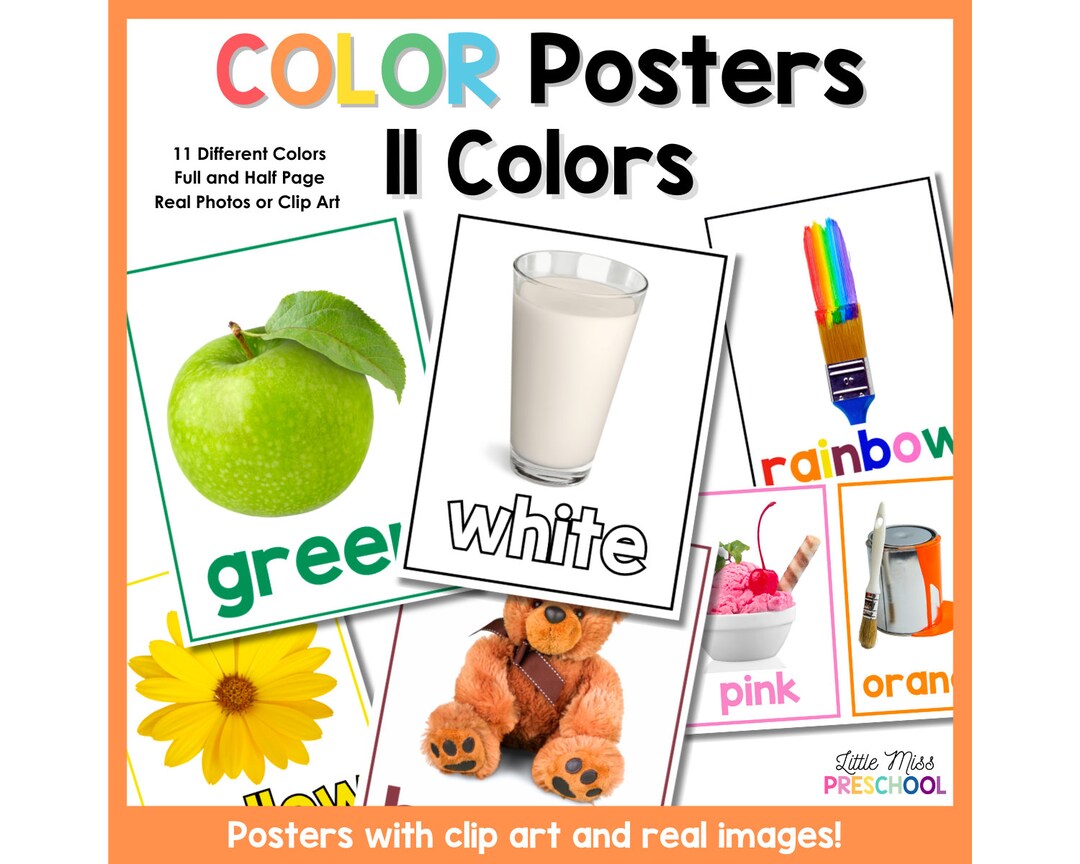 Color Learning Poster Set (preschool, Kindergarten) - 5 Different Sets ...