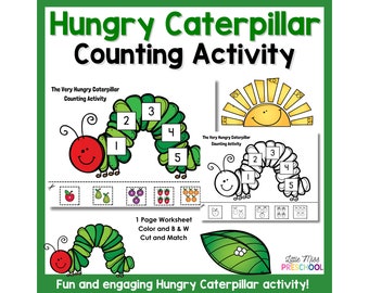 Hungry Caterpillar Preschool Counting Worksheet, Toddler Learning ...