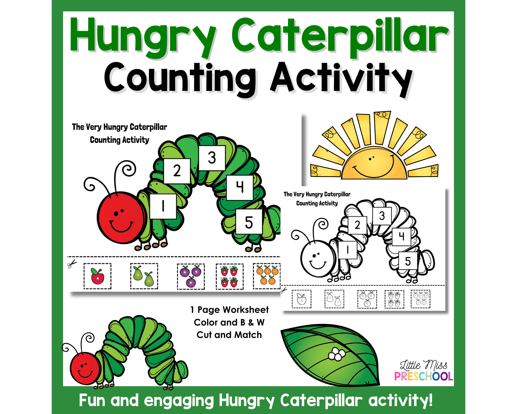 The Very Hungry Caterpillar Counting Activity - Etsy