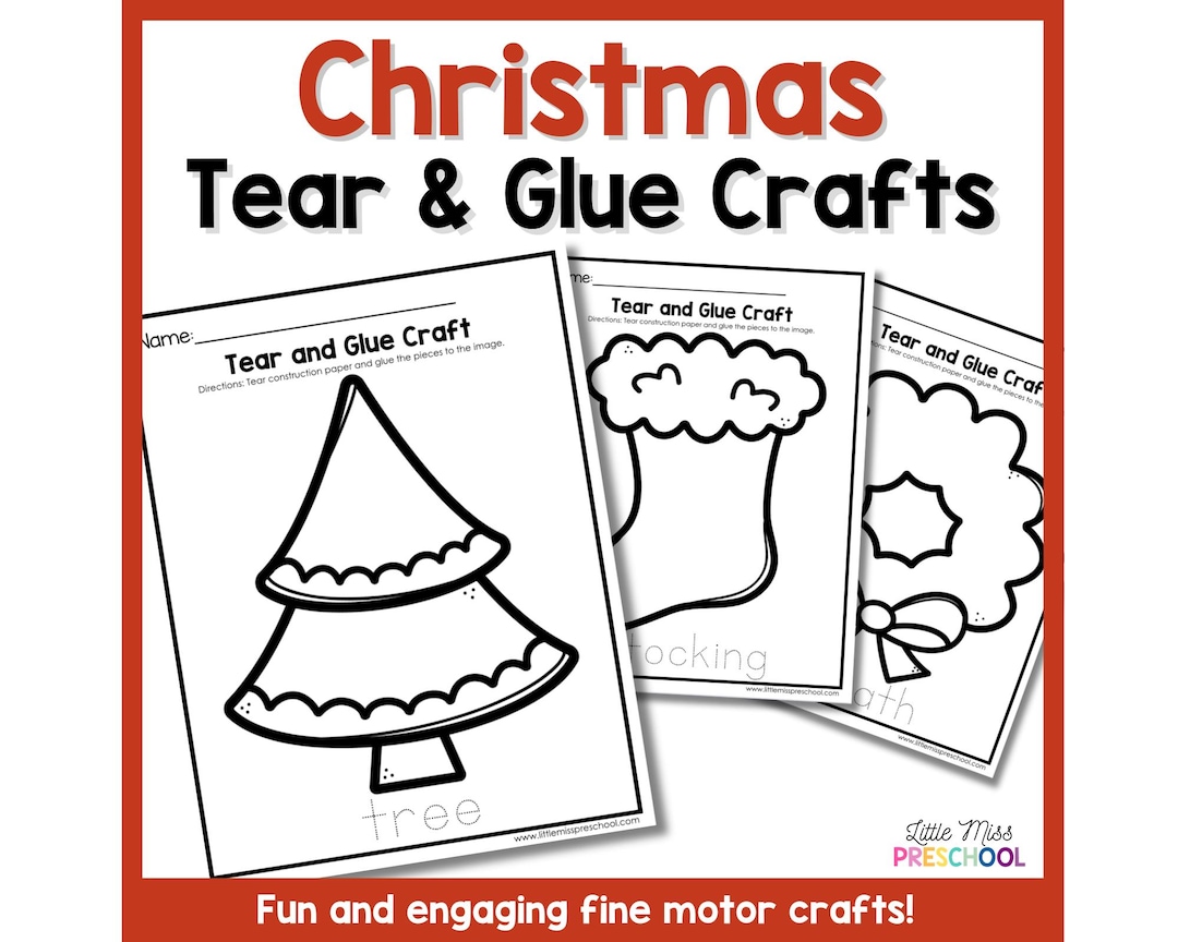 Christmas Tear & Glue Crafts (preschool, Pre-k, Kinder) - Etsy