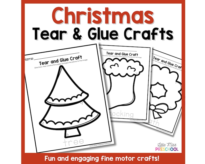 Christmas Tear & Glue Crafts (preschool, Pre-k, Kinder) - Etsy