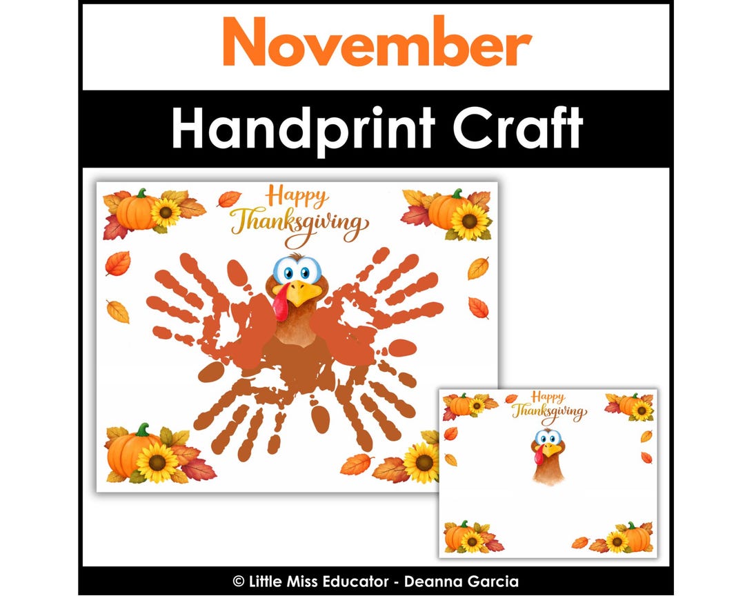 November Fall Handprint Craft Art | Preschool, Pre-k, & Kinder - Etsy
