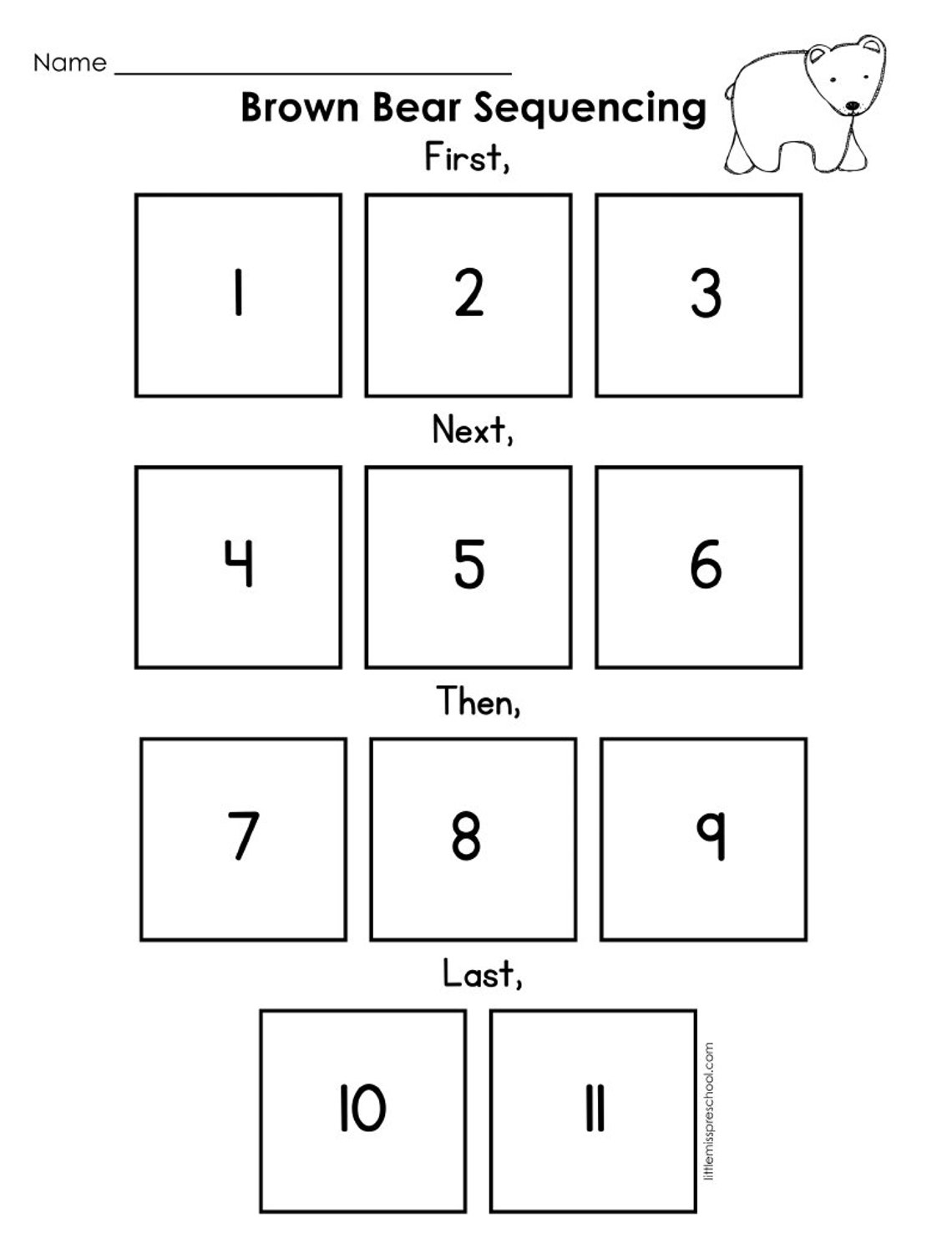 Sequencing Activities Worksheet - Brown Bear (preschool, Pre-k, Kinder ...