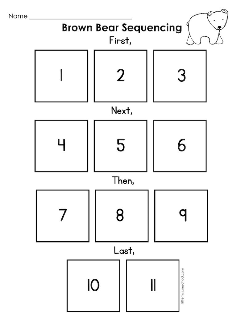 Sequencing Activities Worksheet - Brown Bear (preschool, Pre-k, Kinder ...
