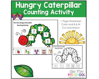 Hungry Caterpillar Preschool Counting Worksheet, Toddler Learning ...