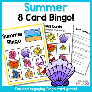 Summer Bingo! Small Group Game or Center | 8 Cards (preschool, Pre-k ...