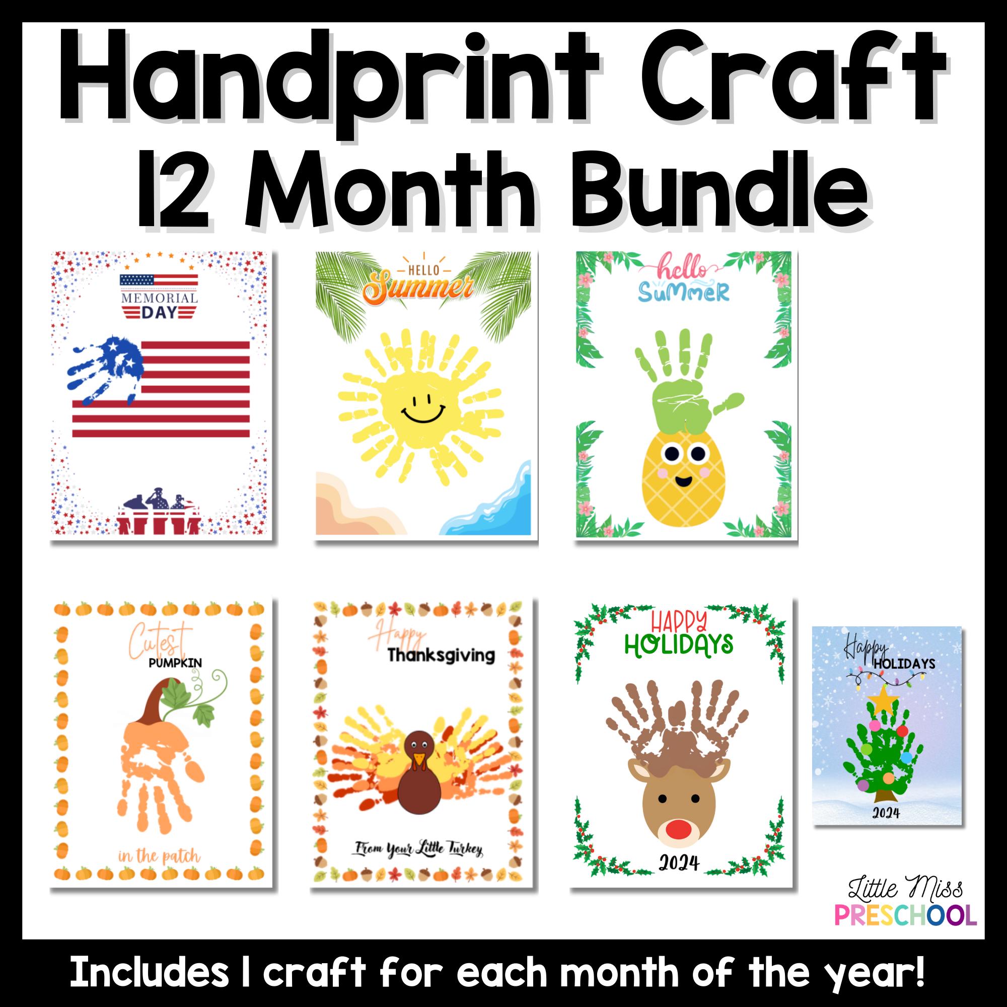 Holiday Handprint Crafts 12 Month BUNDLE - January to December | Pre-k ...