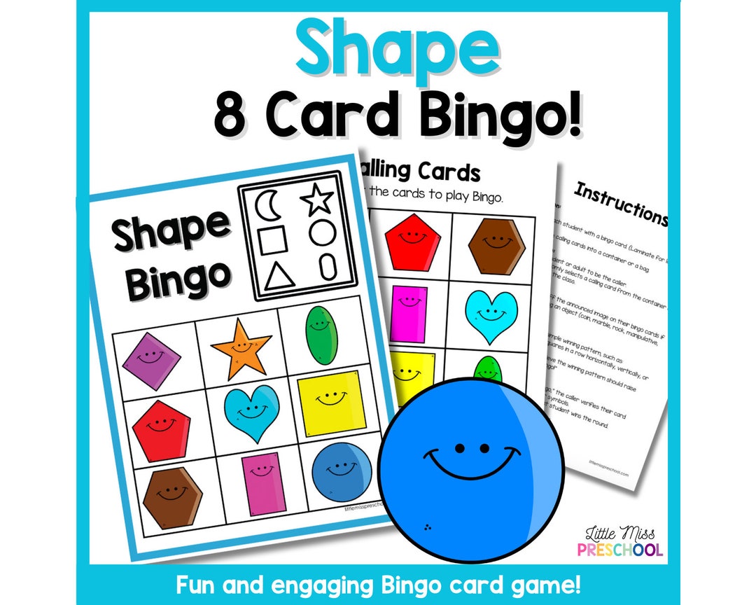 Shape Bingo! Small Group Game or Center | 8 Cards (preschool, Pre-k ...