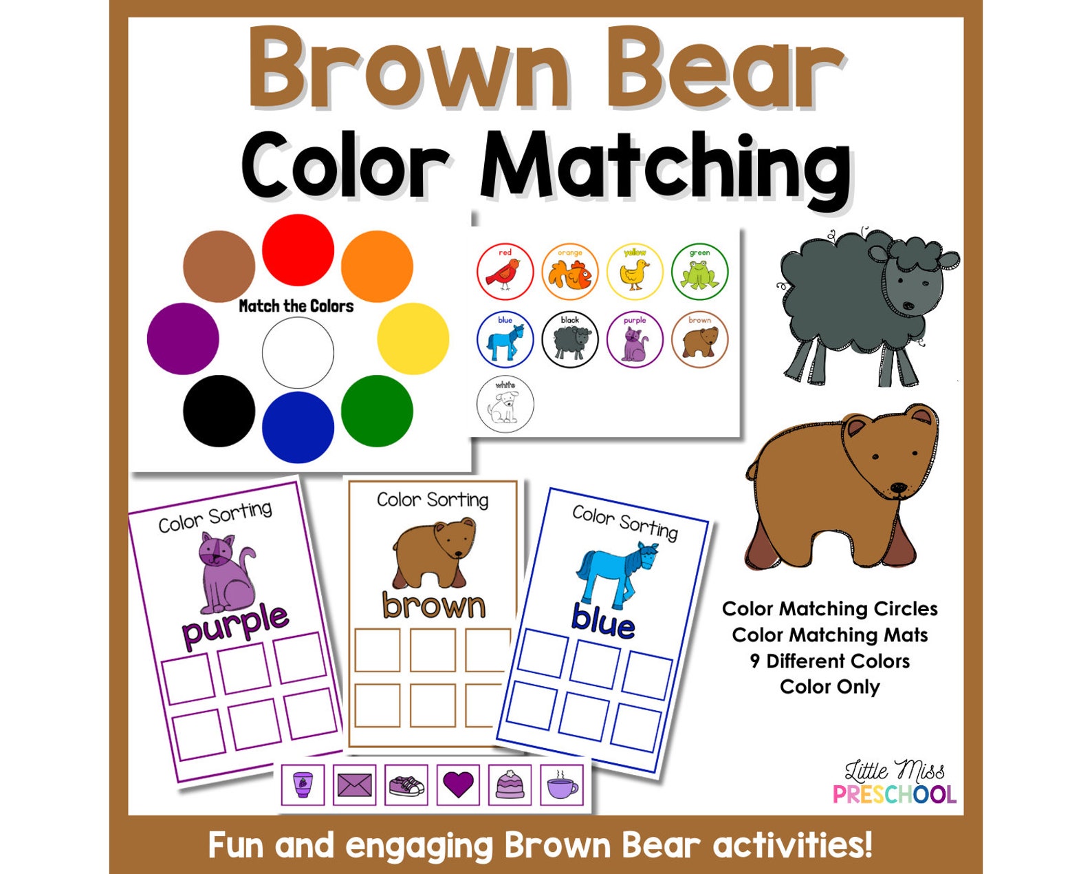 Color Sorting Mats - Brown Bear - Etsy