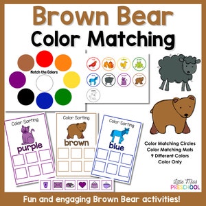 Color Sorting Mats - Brown Bear - Etsy