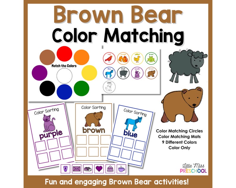 Color Sorting Mats - Brown Bear - Etsy
