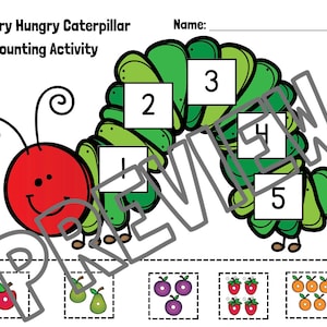 The Very Hungry Caterpillar Counting Activity - Etsy