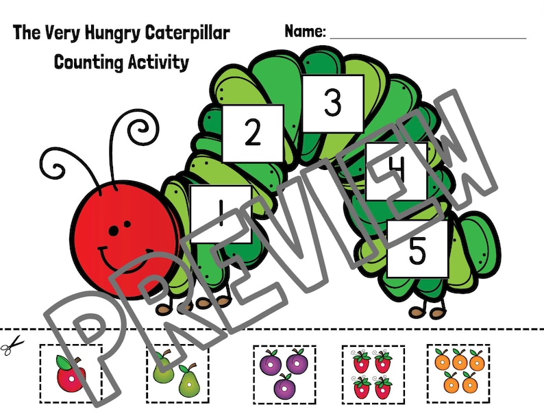 The Very Hungry Caterpillar Counting Activity - Etsy
