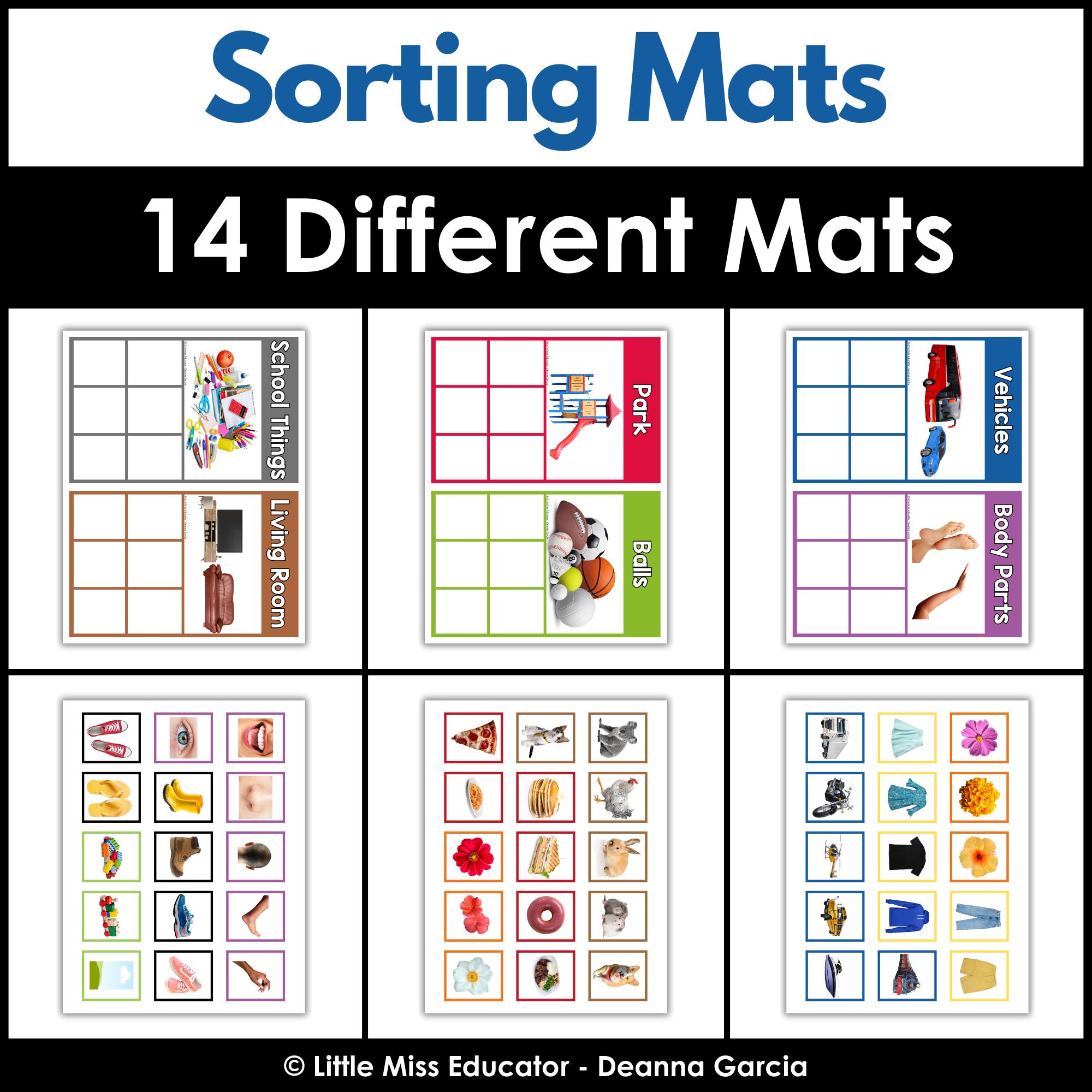 Sorting Mats by Category With Real Images | Speech Therapy, Sped, Pre-k ...