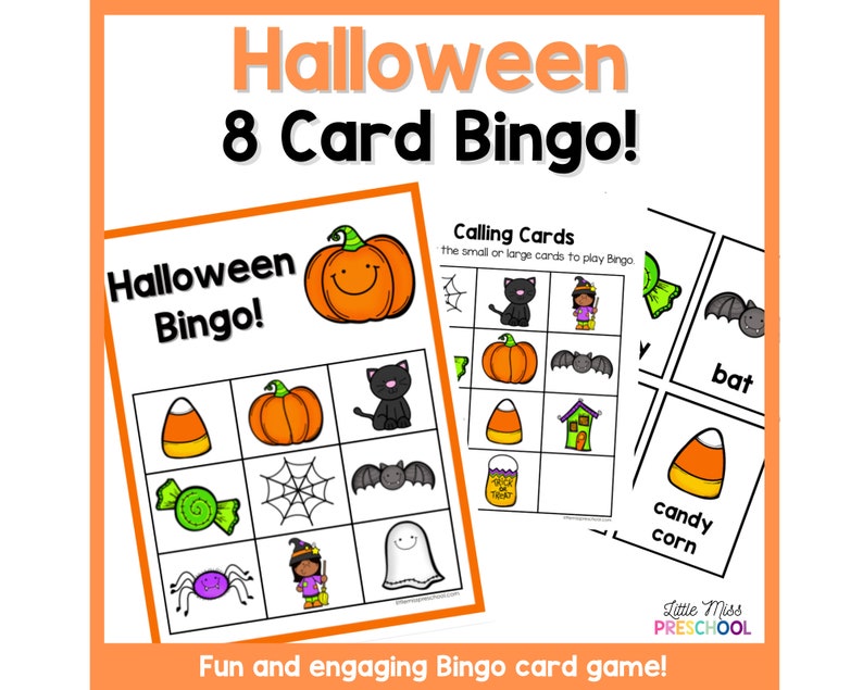 Halloween Bingo! Small Group Game or Center | 8 Cards (preschool, Pre-k ...