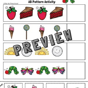 The Hungry Caterpillar Patterns Worksheet - Etsy