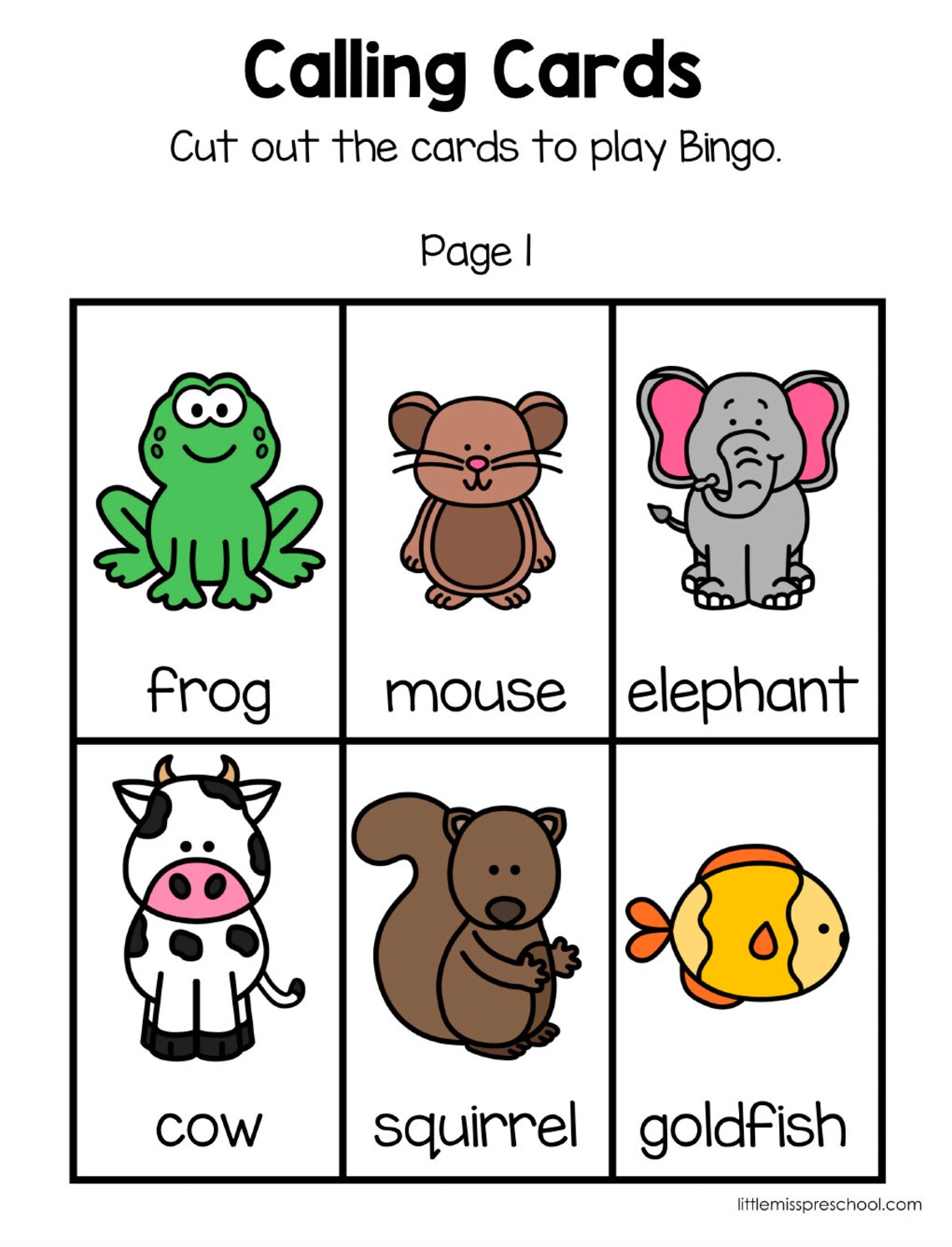 Animal Bingo! Large Group Game or Center | 24 Cards | (preschool, Pre-k ...