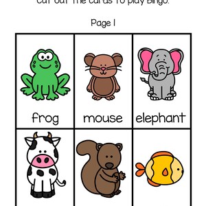 Animal Bingo! Large Group Game or Center | 24 Cards | (preschool, Pre-k ...
