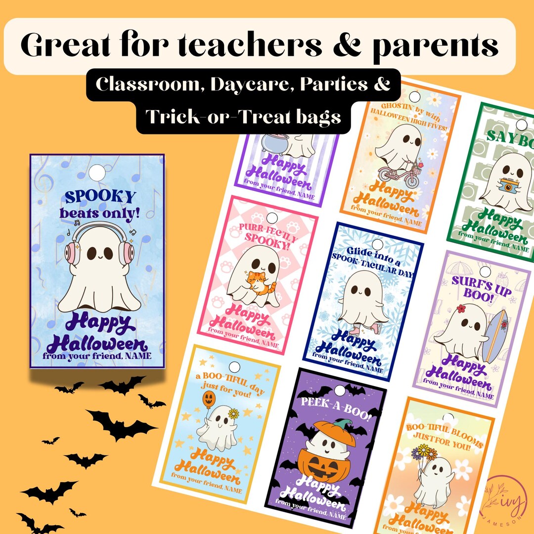 Editable Ghost Halloween Tags – Printable Treat Bag Labels for ...