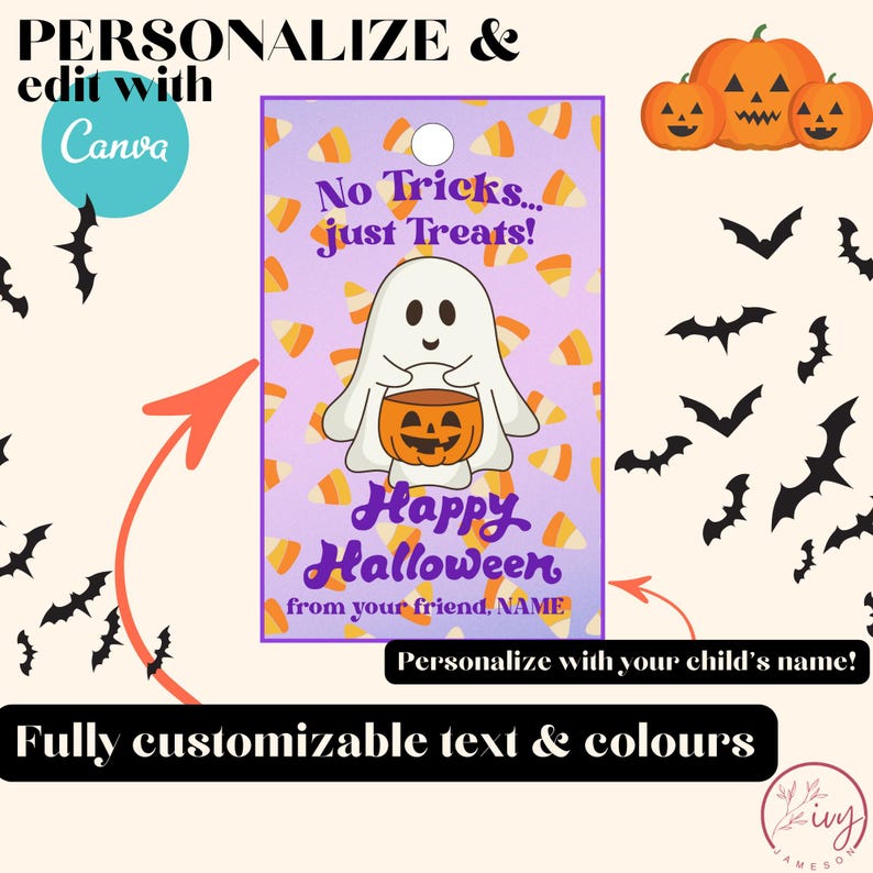 Editable Ghost Halloween Tags – Printable Treat Bag Labels for ...