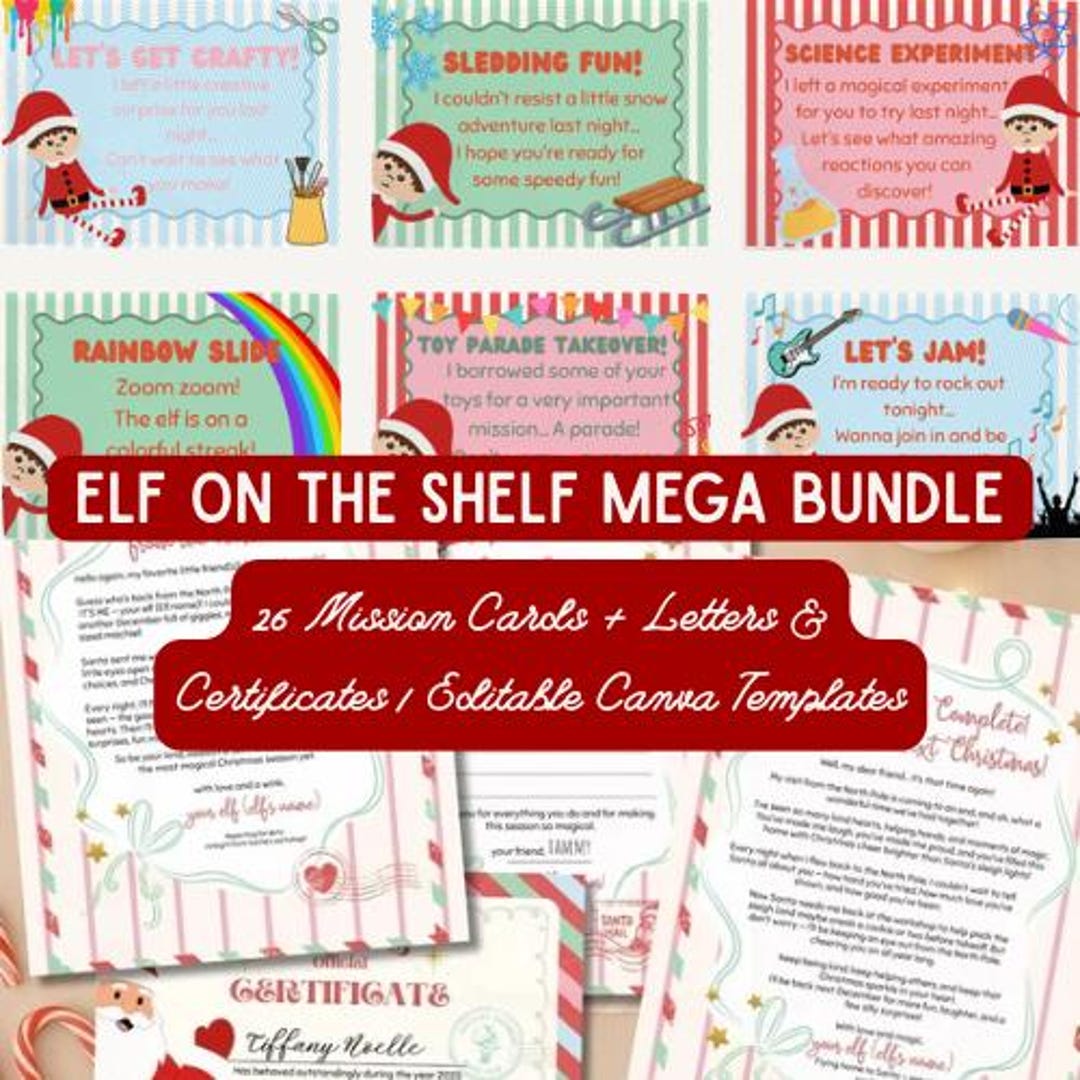 Elf on the Shelf Mega Bundle | 26 Mission Cards + Editable Canva ...