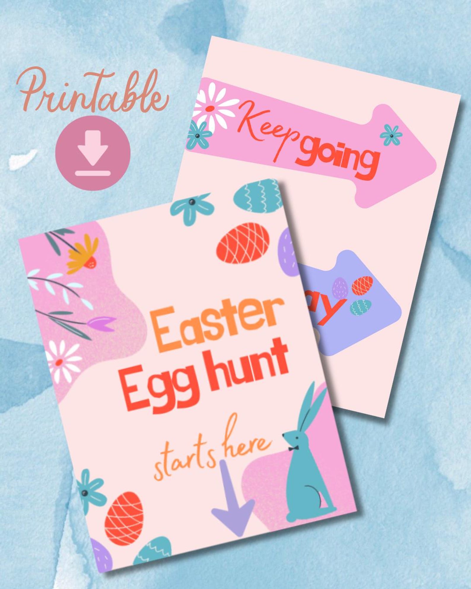 Easter Egg Hunt Decor Set, Printable Easter Signs and Decorations, Egg ...