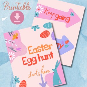 Easter Egg Hunt Decor Set, Printable Easter Signs and Decorations, Egg ...